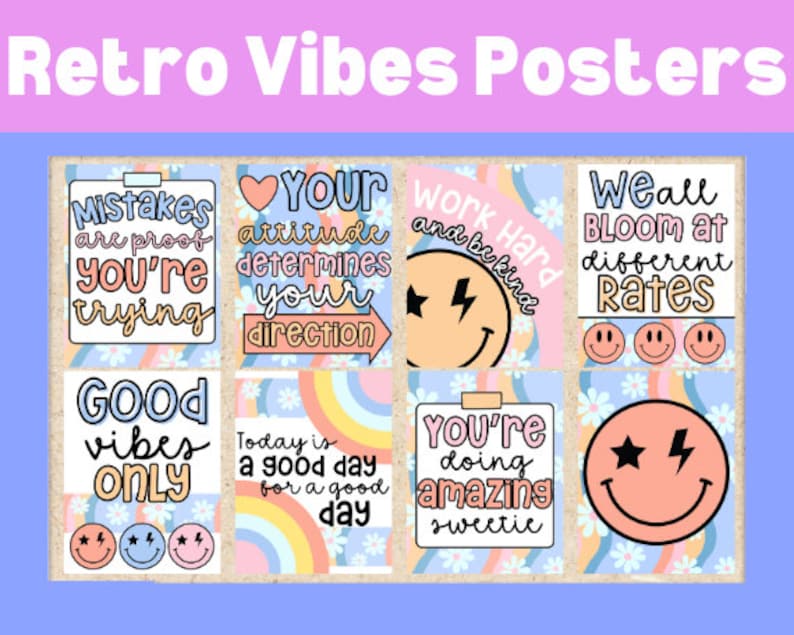 Retro Vibes Classroom Motivational Posters Printable Classroom Decor - Etsy