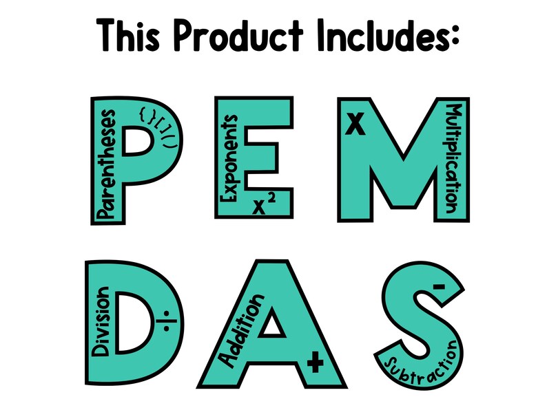 PEMDAS Order of Operations Posters: Bright Teal Classroom Decor - Etsy