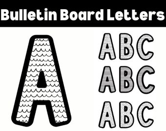 Black and White Bulletin Board Letter Set Printable With 23 Classroom ...