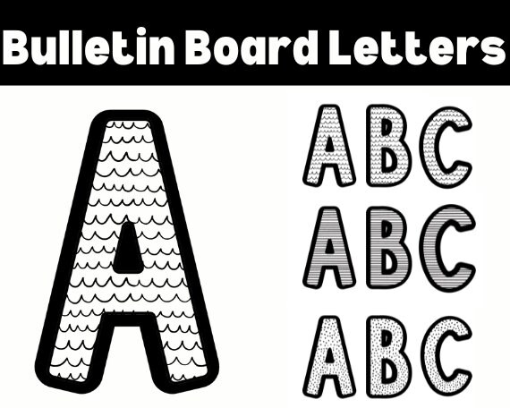 Bulletin Board Letters Printable Black and White - Etsy