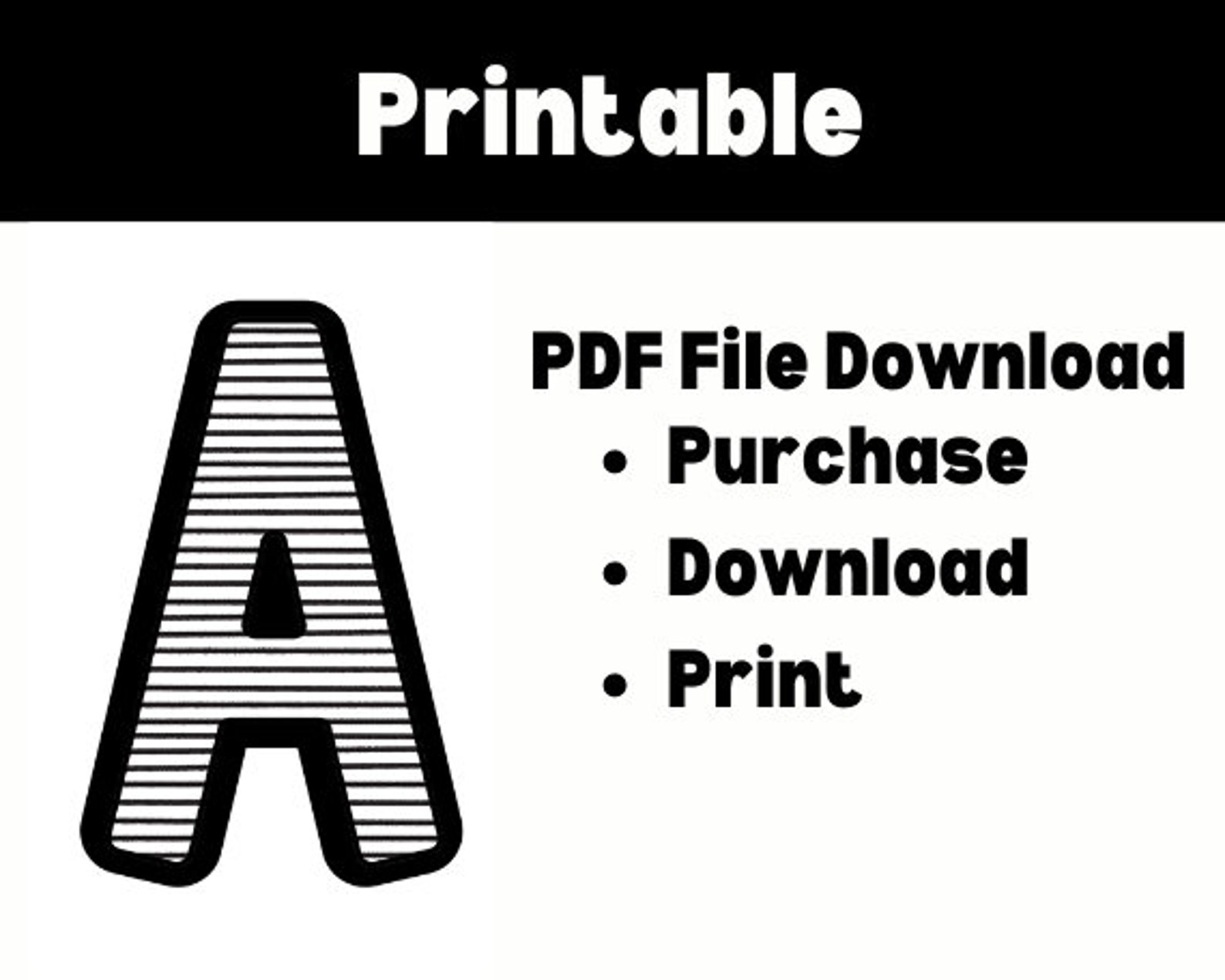 Bulletin Board Letters Printable Black and White - Etsy