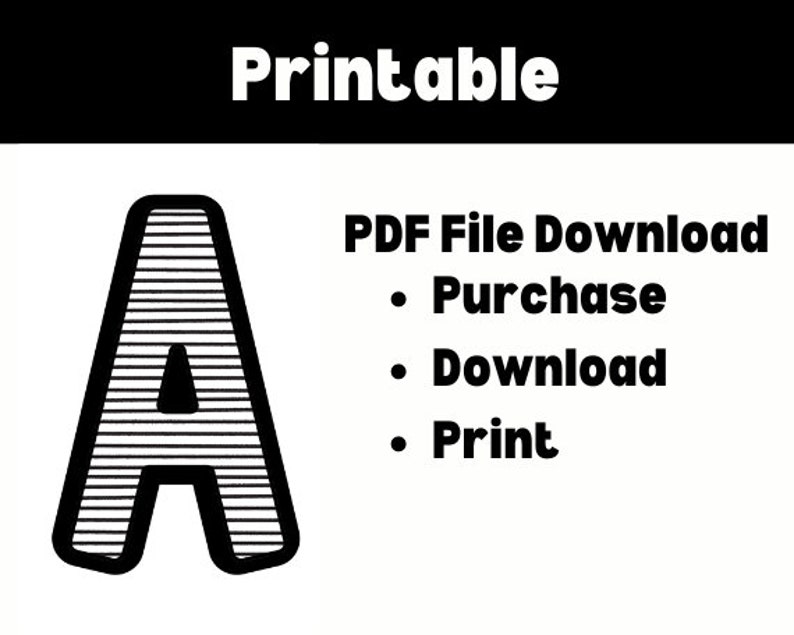 Bulletin Board Letters Printable Black and White - Etsy