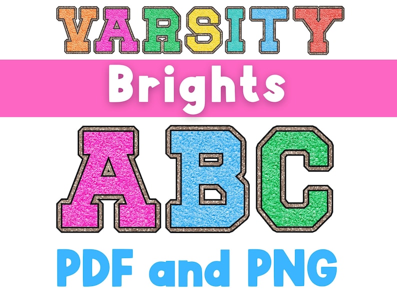Varsity Letter Clipart Bundle: Printable Alphabet & PNG - Etsy