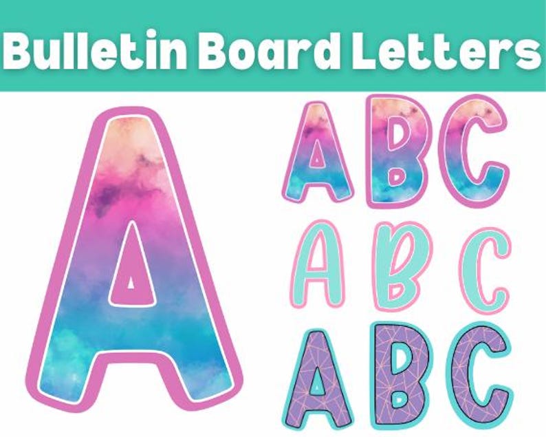 Printable Bulletin Board Letters A-Z, Numbers, and Boarder - Etsy