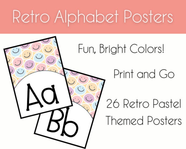 Retro Pastel Smiles Alphabet Posters Classroom Decor - Etsy