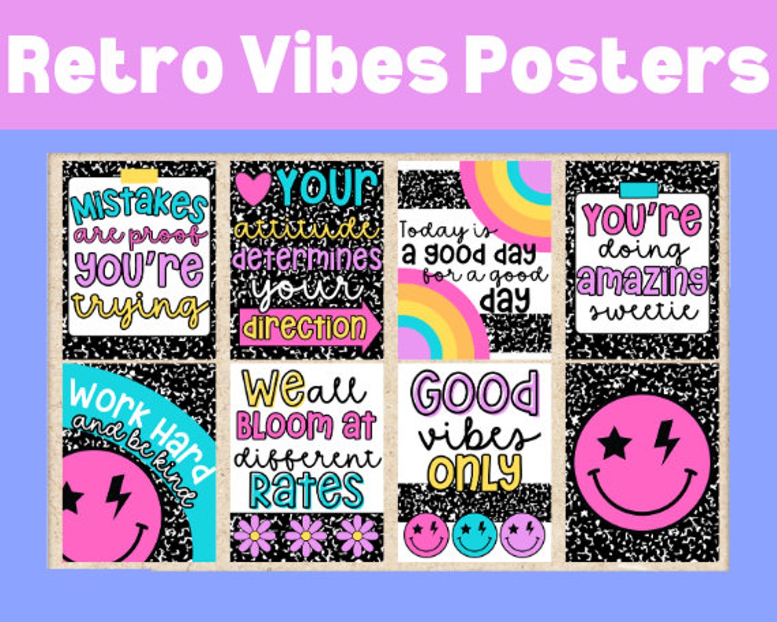 Retro Vibes Classroom Posters: Motivational Decor (PDF) - Etsy