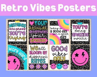 Retro Vibes Classroom Motivational Posters Printable Classroom Decor - Etsy