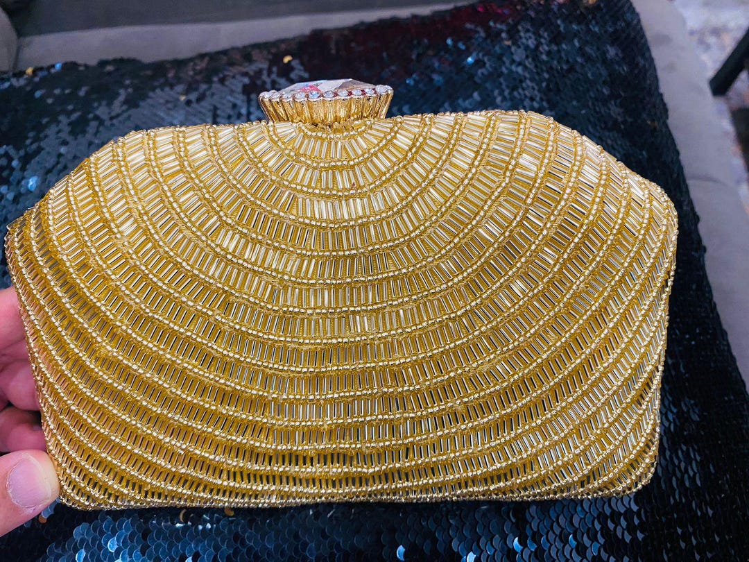 Golden Clutch Bag, Dinner Bag/ Wedding Accessories / Unique Gift ...
