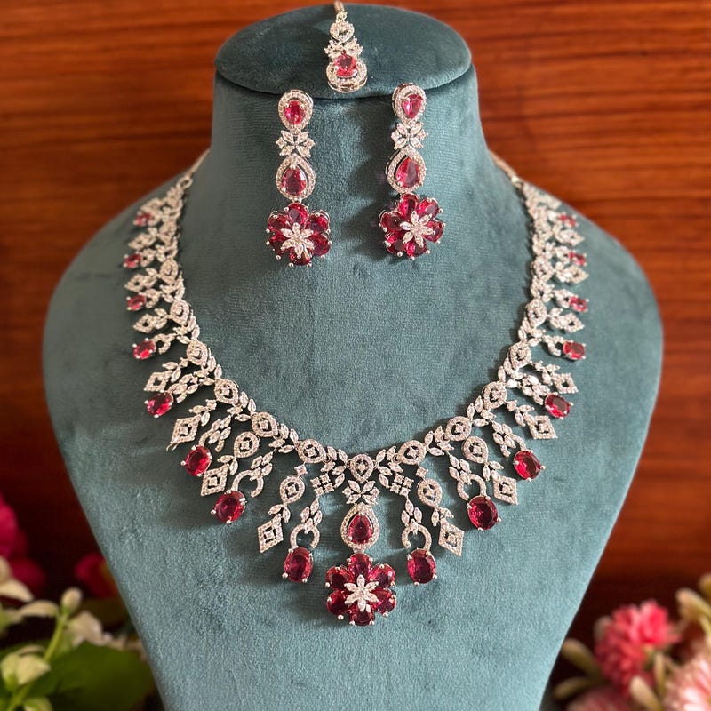 Red Necklace Set - Etsy