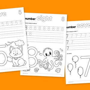Learning Numbers 1-10, Tracing, Handwriting Practice, Colour, Preschool ...