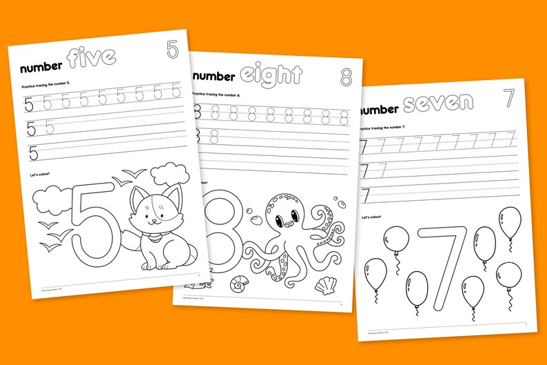 Learning Numbers 1-10, Tracing, Handwriting Practice, Colour, Preschool ...