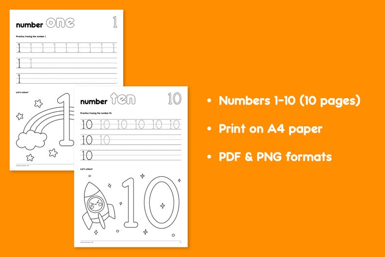 Learning Numbers 1-10, Tracing, Handwriting Practice, Colour, Preschool ...