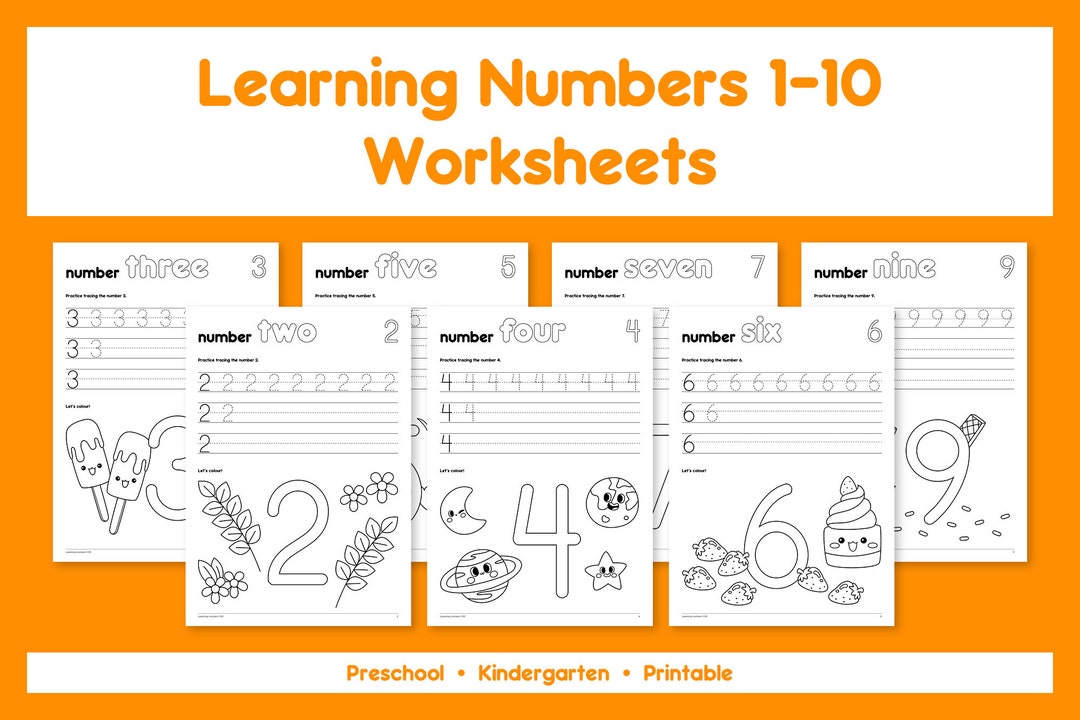 Learning Numbers 1-10, Tracing, Handwriting Practice, Colour, Preschool ...
