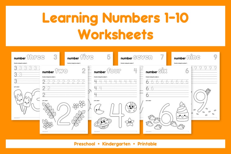 Learning Numbers 1-10, Tracing, Handwriting Practice, Colour, Preschool ...