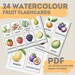 Watercolor Fruit Flashcards Printable Educational Cards for Kids ...
