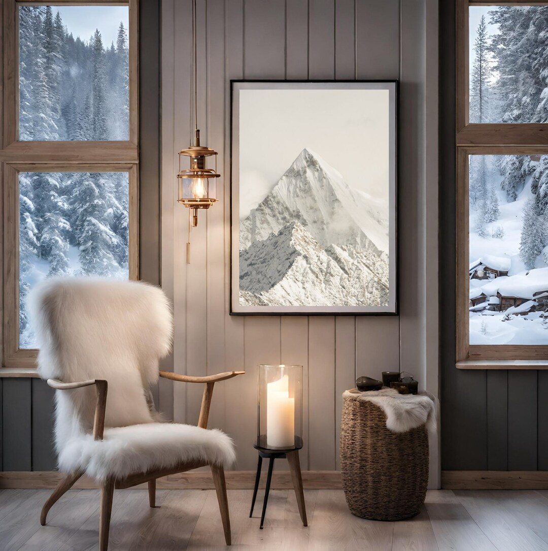 Mountain Photo, Cabin Decor, Gray Wall Art Print, Wall Hanging, Home ...