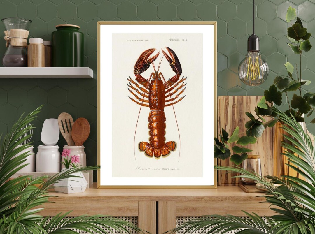 Crimson Crawfish Print, Food Poster, Home Gift, Kitchen Wall Decoration ...