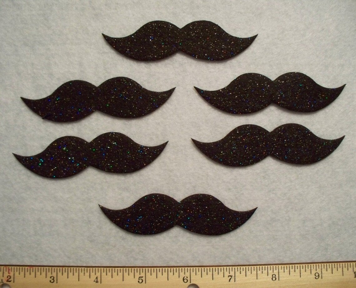 3.5 Mustache Stiff Sparkle or Plain Felt Black 6 Pcs | Etsy