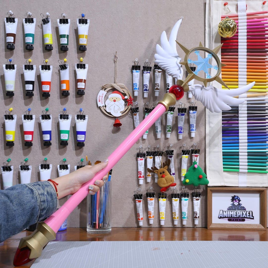 Magical Girl Sakura Clear Card Edition Wand Cosplay Prop Cardcaptor ...