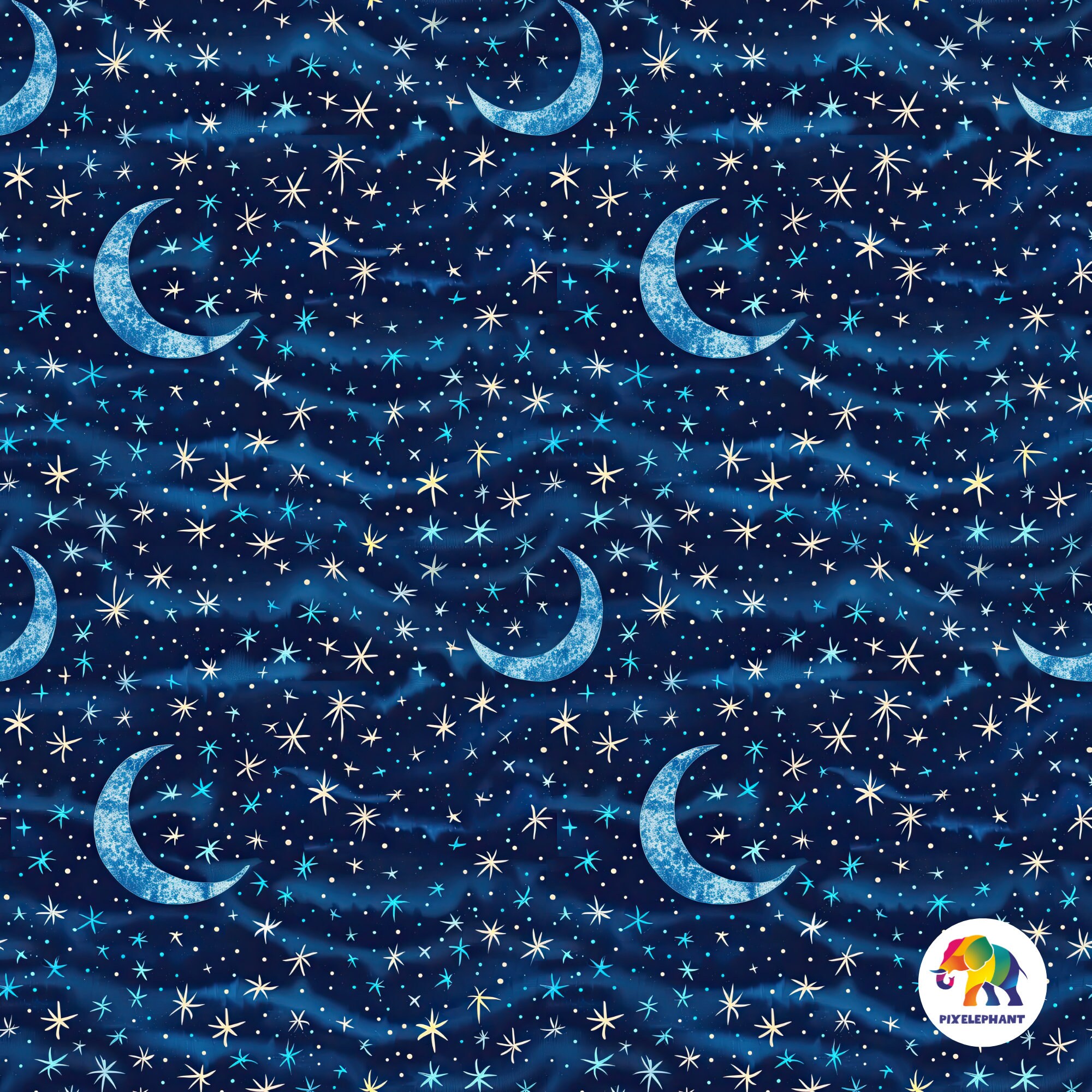 Night Sky Digital Pattern, Dark Blue Tones, Bright Stars, Impressive ...