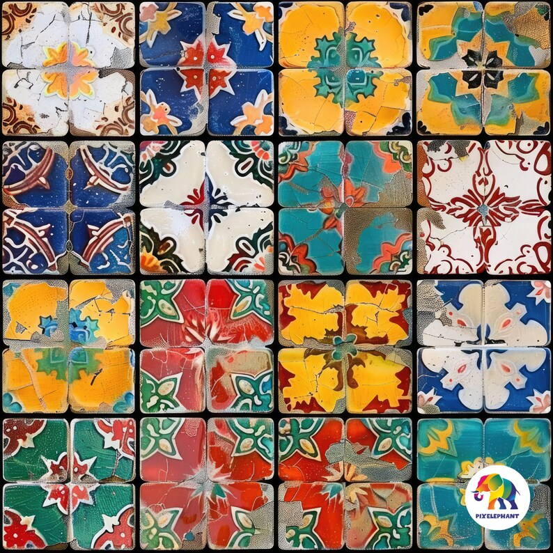 Seamless Colorful Turkish Tile Pattern, Mosaic Design With Antique and ...