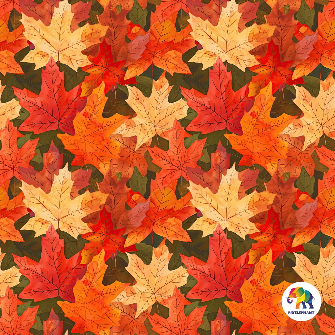 Beautiful Seamless Fall Leaves Digital Pattern, 12x12 Inch, High ...