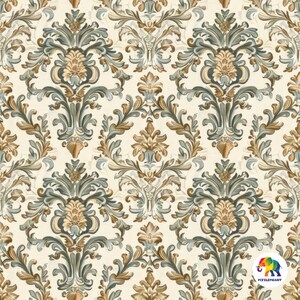 Elegant Baroque Damask Pattern With Intricate Floral and Scrollwork ...