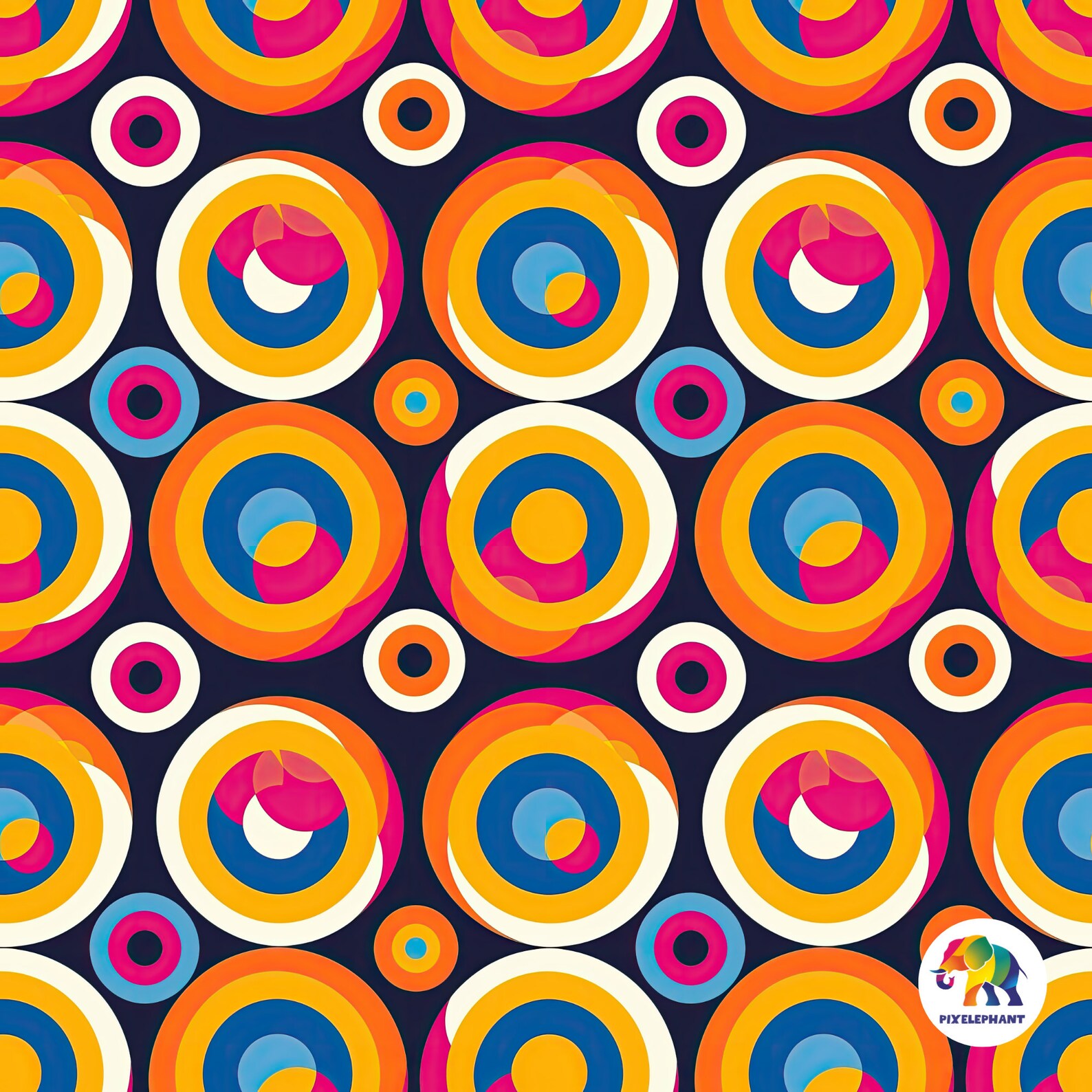 Bold and Playful Retro Pattern Print, Vibrant Colors and Dynamic 70s ...