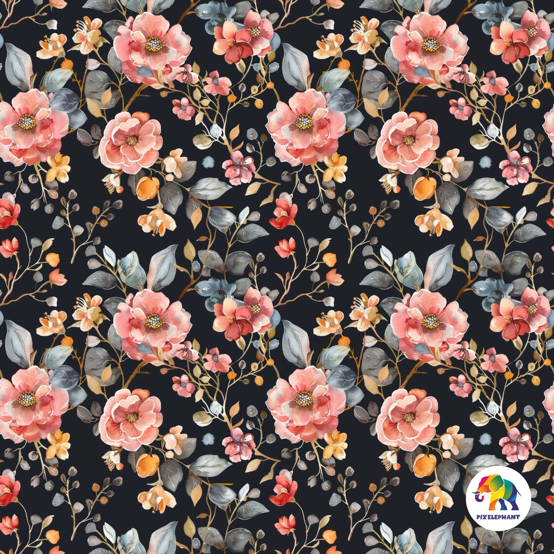 Watercolor Flower Pattern, Seamless Design, Detailed Diverse Flowers ...
