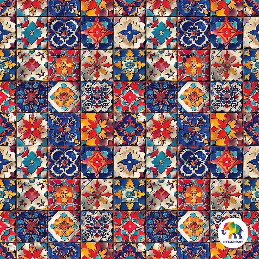 Seamless Colorful Turkish Tile Pattern, 3D Mosaic Design, Antique Small ...