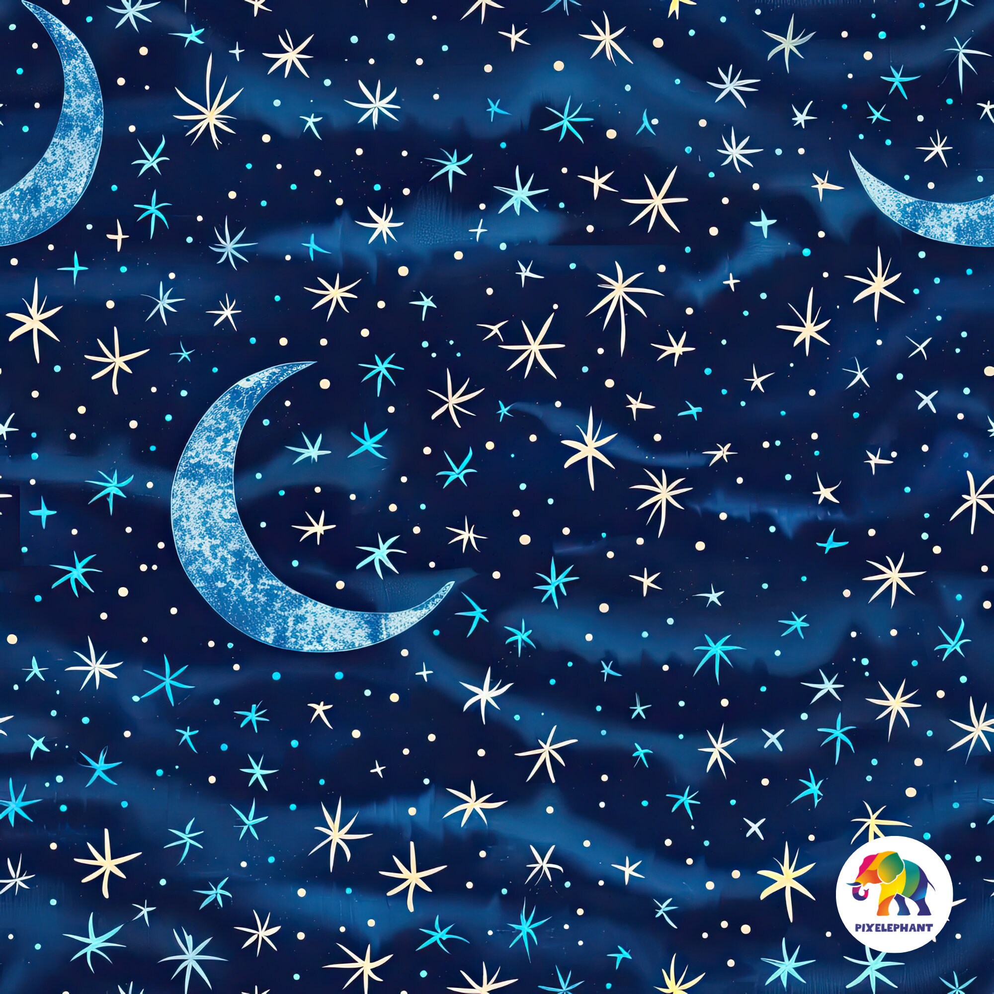 Night Sky Digital Pattern, Dark Blue Tones, Bright Stars, Impressive ...