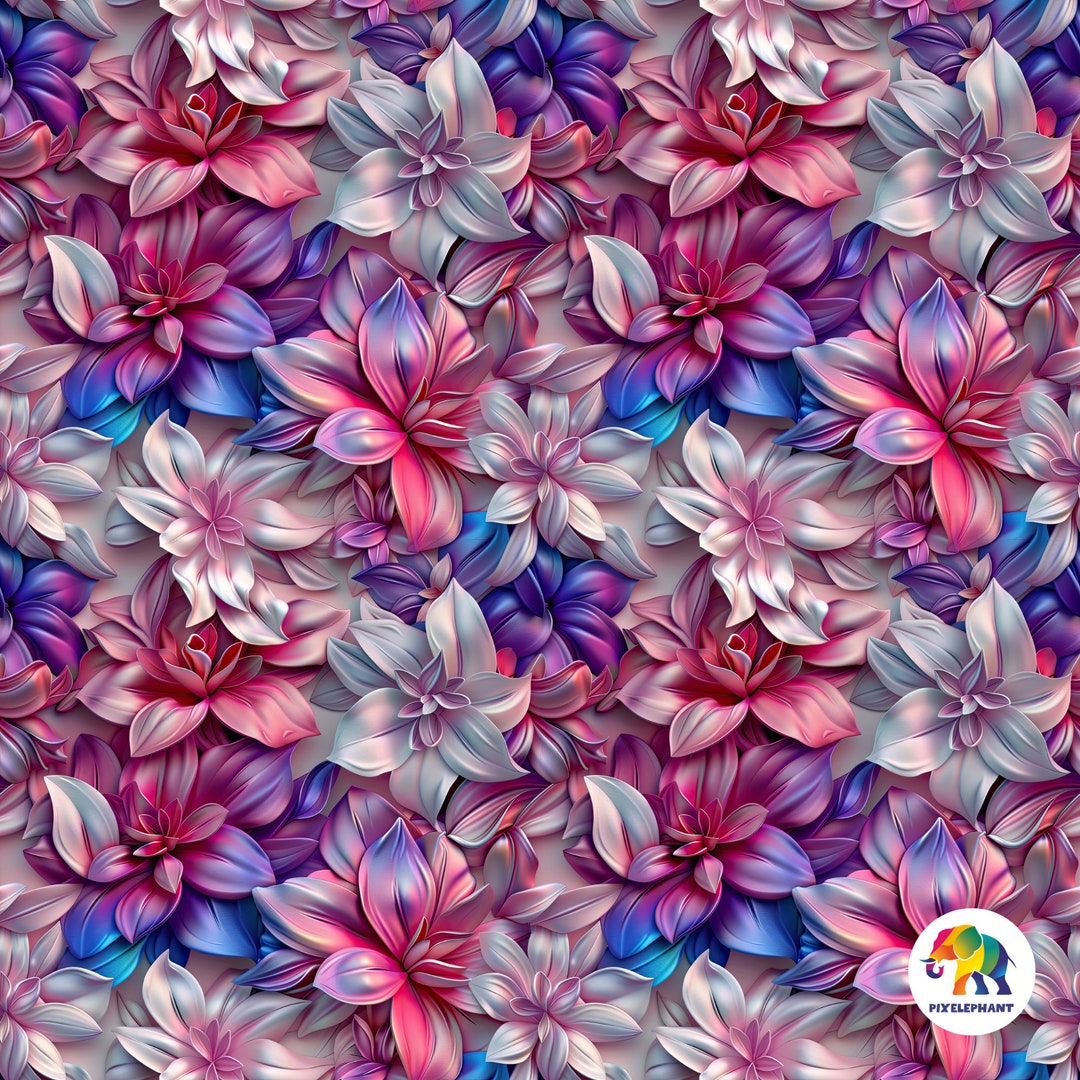 3D Floral Pattern With Realistic Texture, Vibrant Colors, Detailed ...