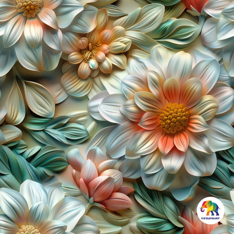 Hyper-realistic 3D Flower Pattern, Vivid Colors, Detailed Petals ...