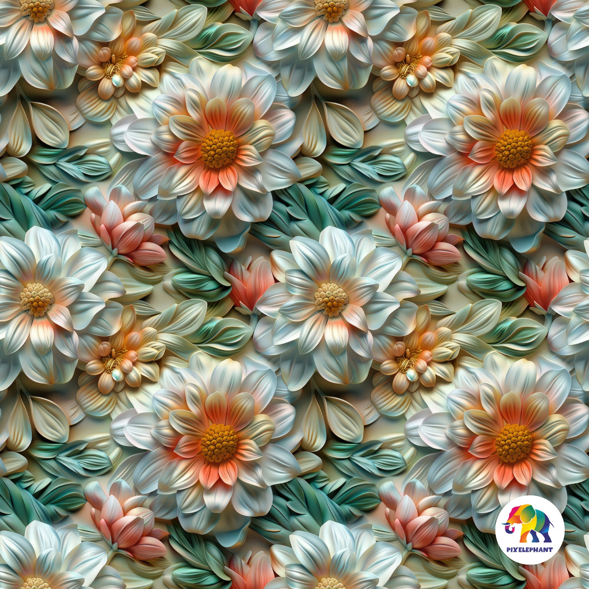 Hyper-realistic 3D Flower Pattern, Vivid Colors, Detailed Petals ...