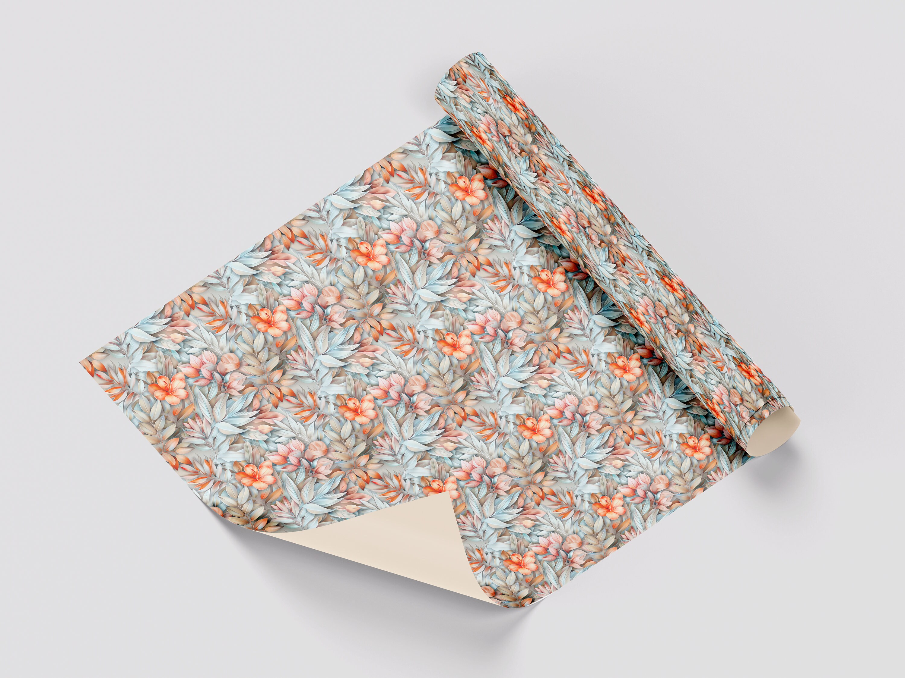 Watercolor Botanical and Nature Pattern 3D Diverse Plants and Flowers ...