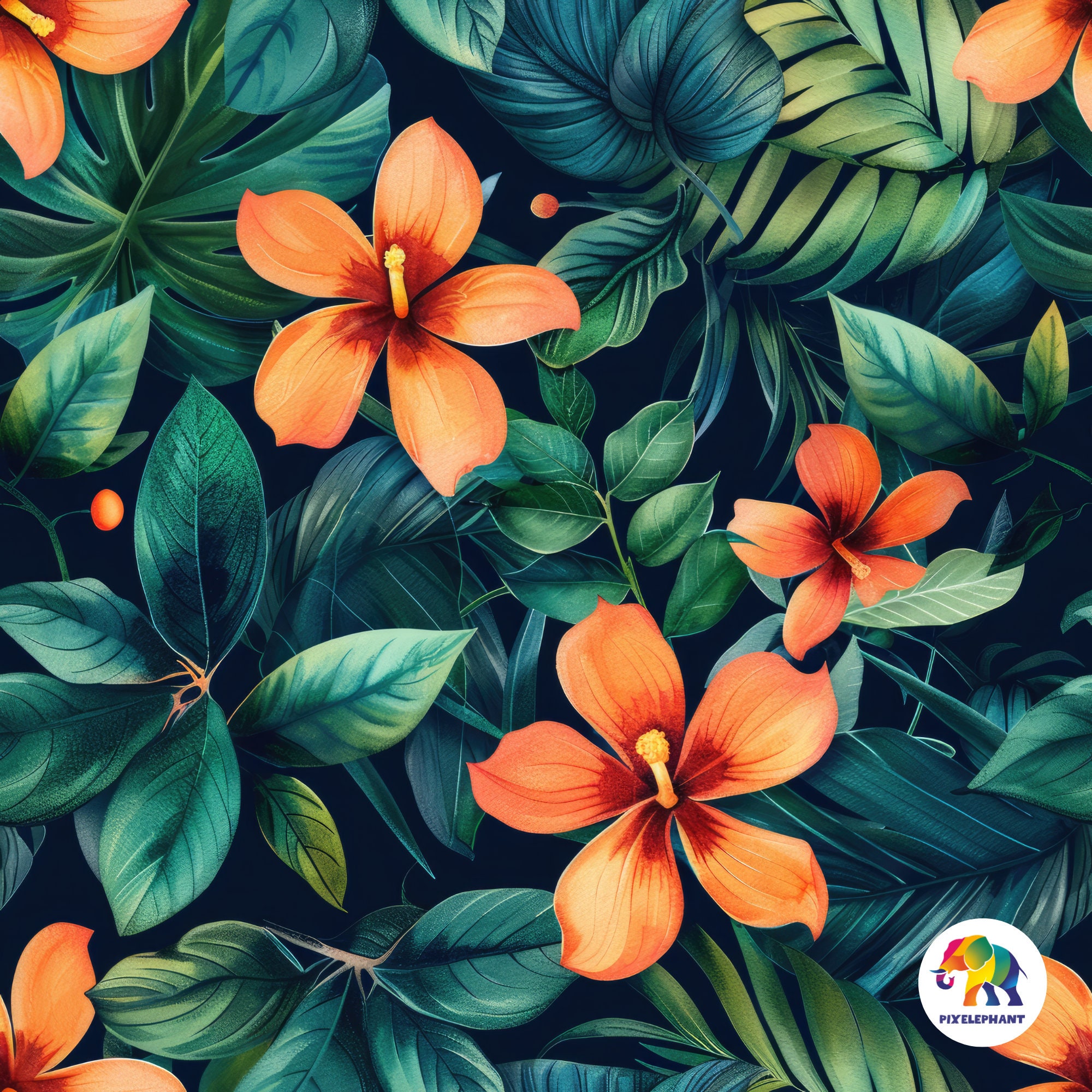 Vibrant Watercolor Sparse Flower Pattern With Realistic Details, Bold ...