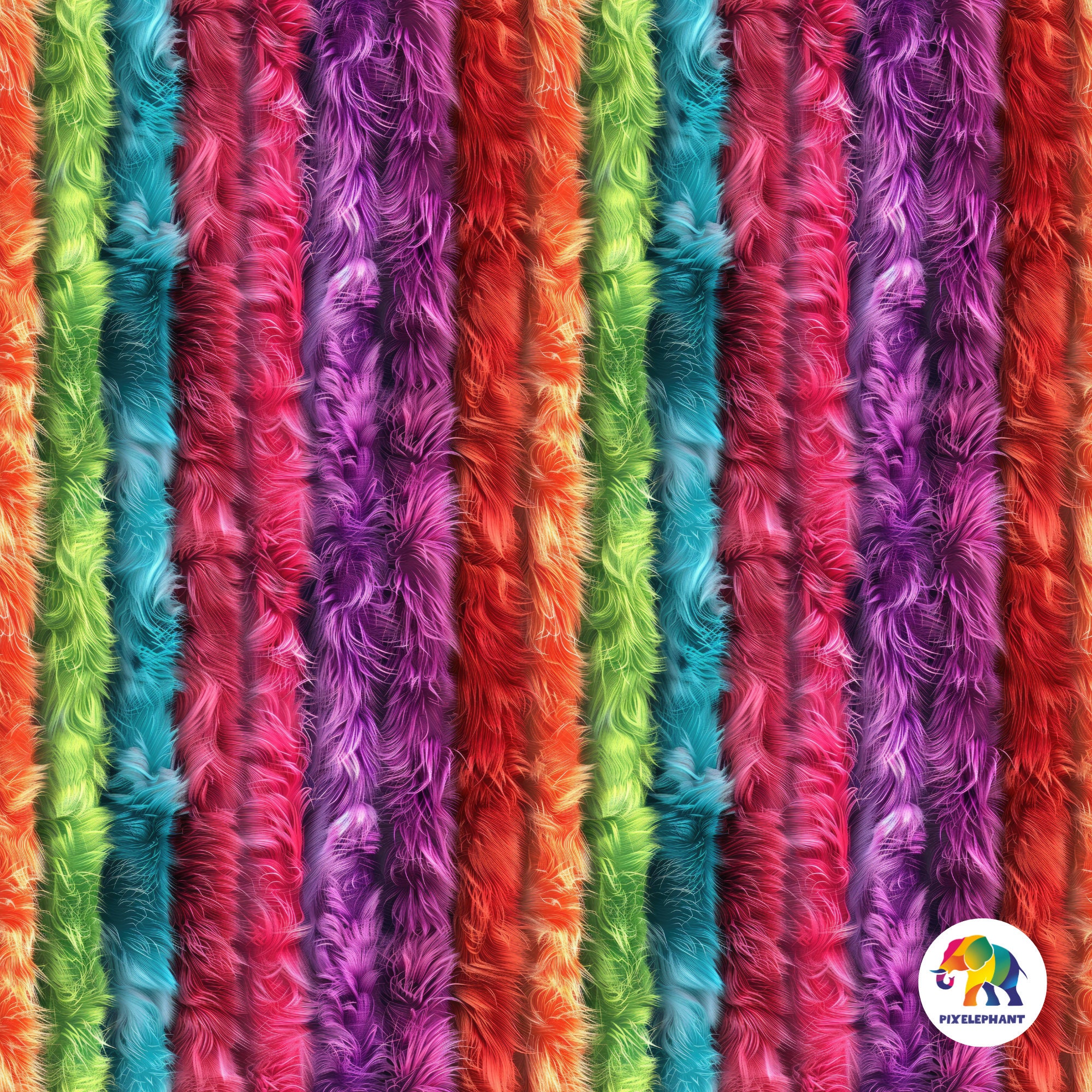 Seamless Faux Fur Monster Pelt Textures Digital Pattern, Rainbow ...