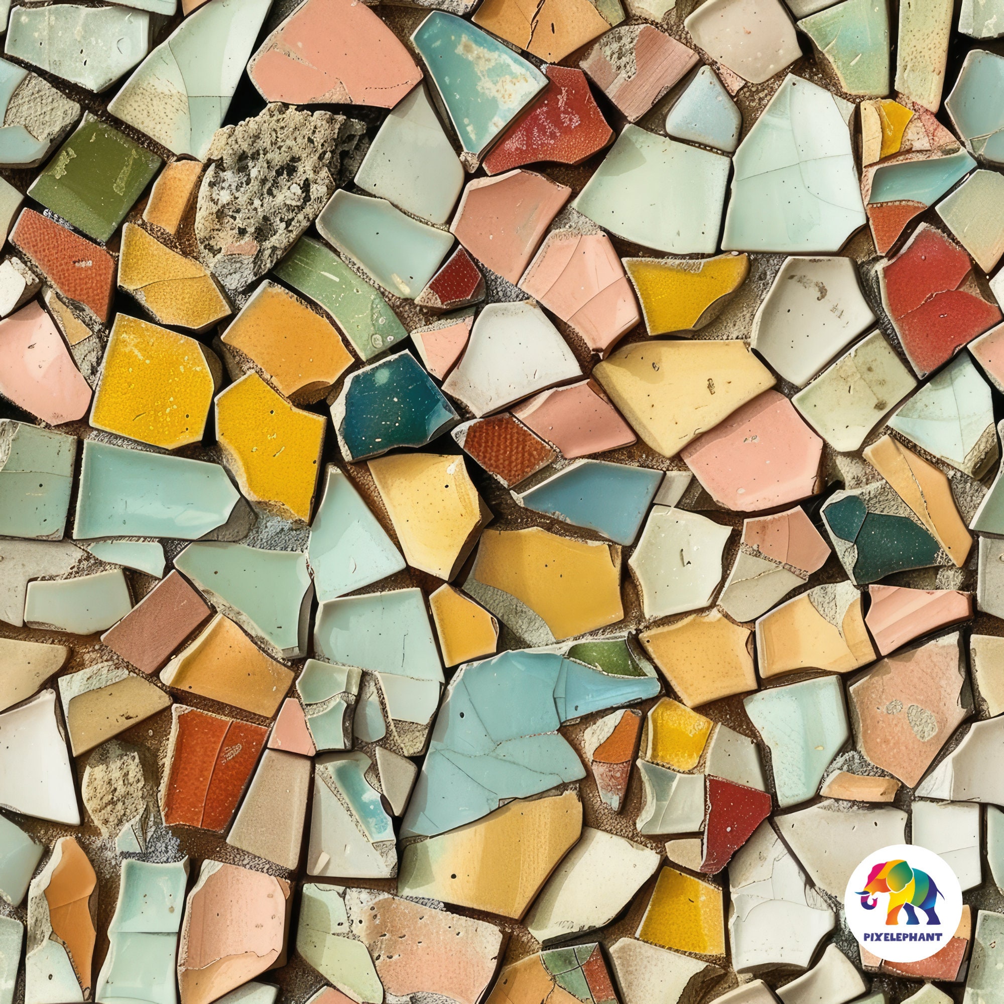 Antique Broken Mosaic Pattern in 3D With Colorful Vintage Design ...