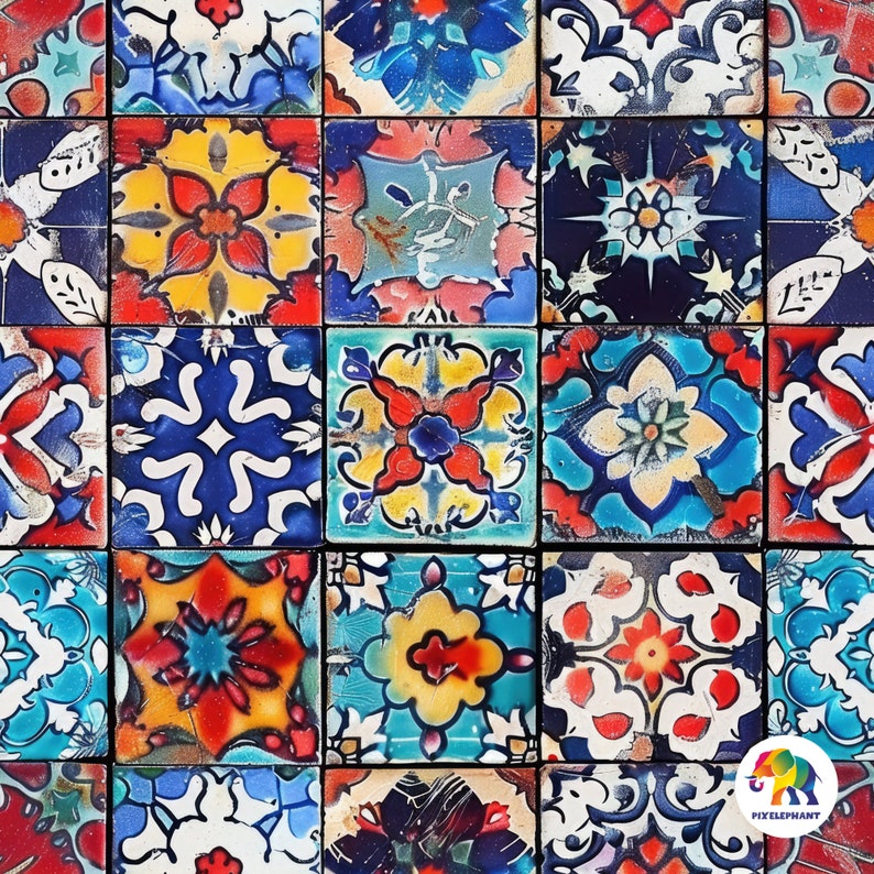 Seamless Colorful Turkish Tile Pattern Mosaic Design, Antique 3D Broken ...