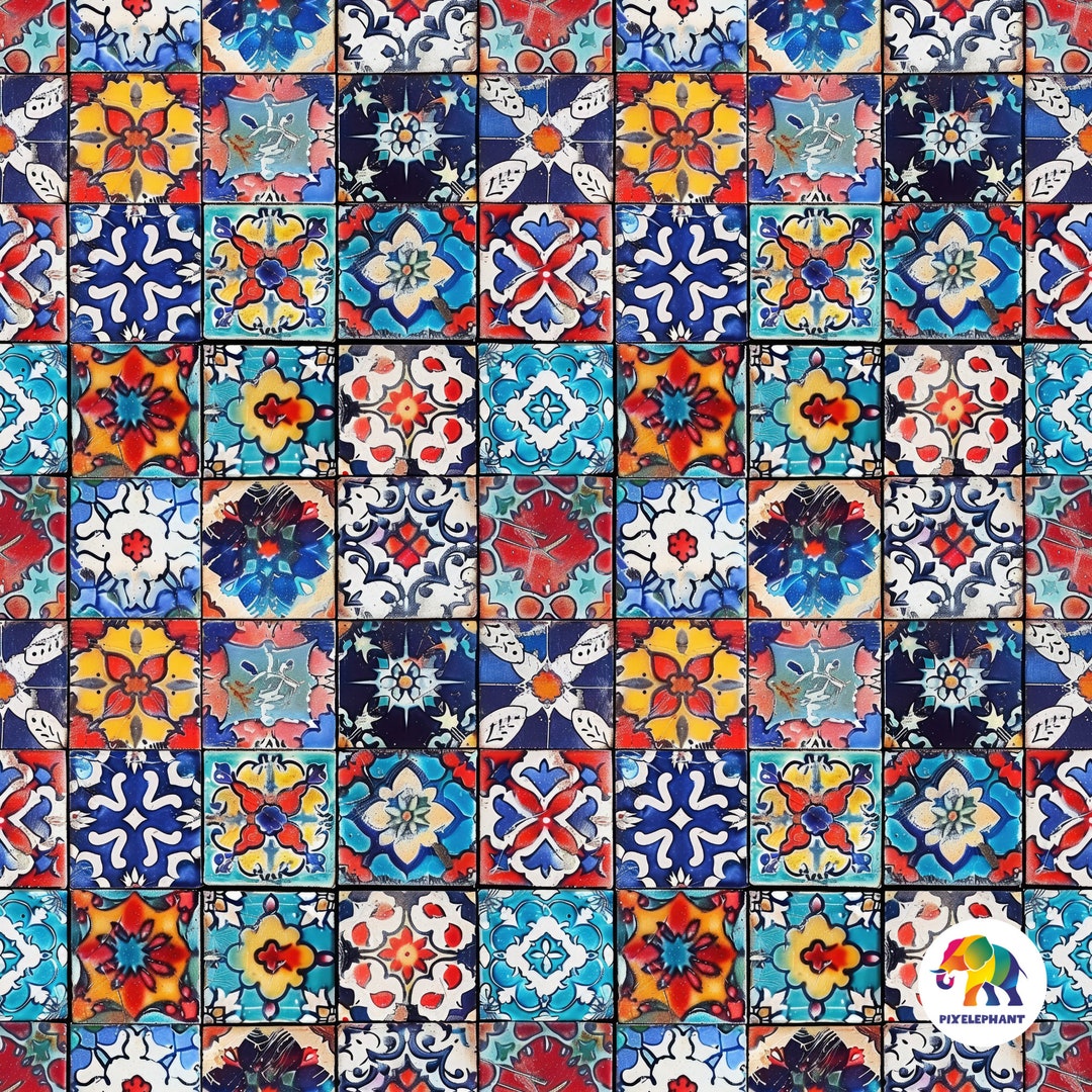 Seamless Colorful Turkish Tile Pattern Mosaic Design, Antique 3D Broken ...