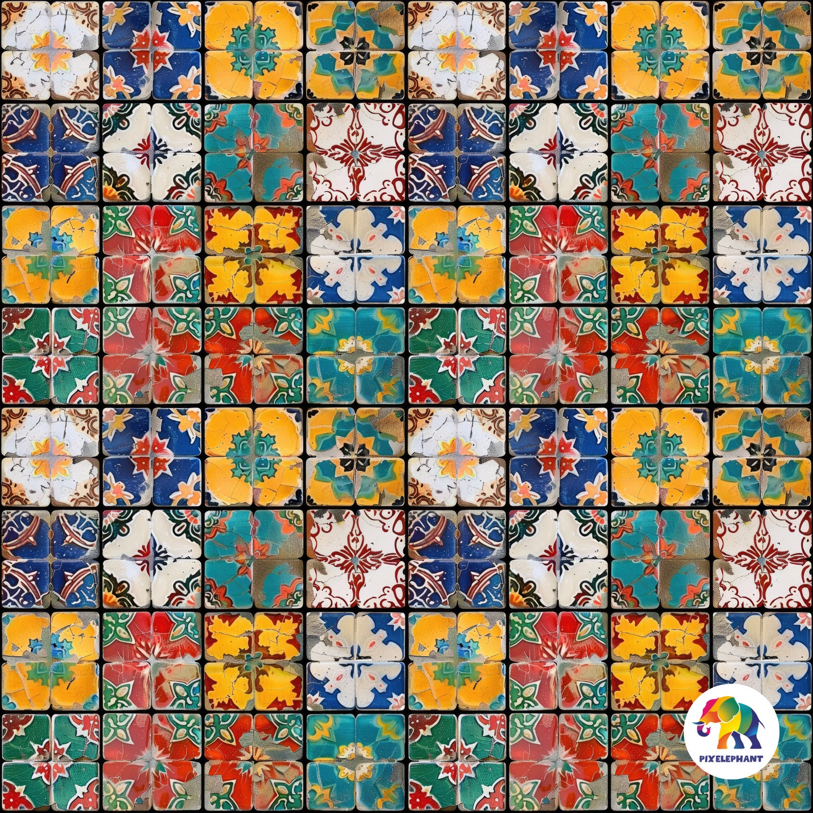 Seamless Colorful Turkish Tile Pattern, Mosaic Design With Antique and ...