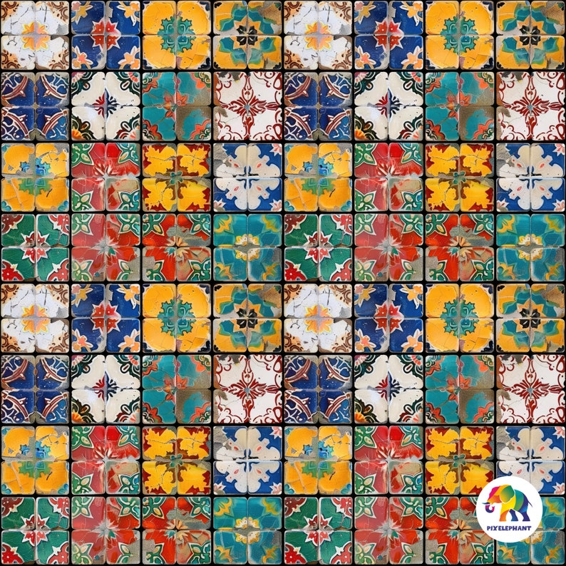 Seamless Colorful Turkish Tile Pattern, Mosaic Design With Antique and ...