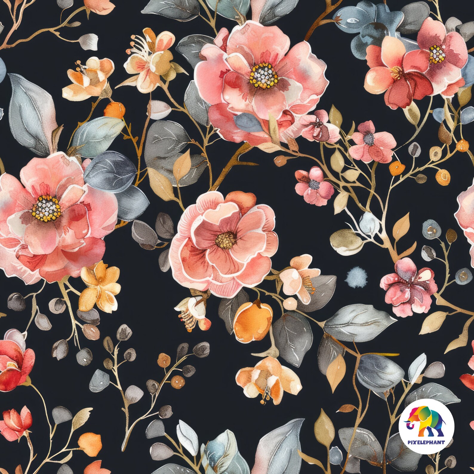 Watercolor Flower Pattern, Seamless Design, Detailed Diverse Flowers ...