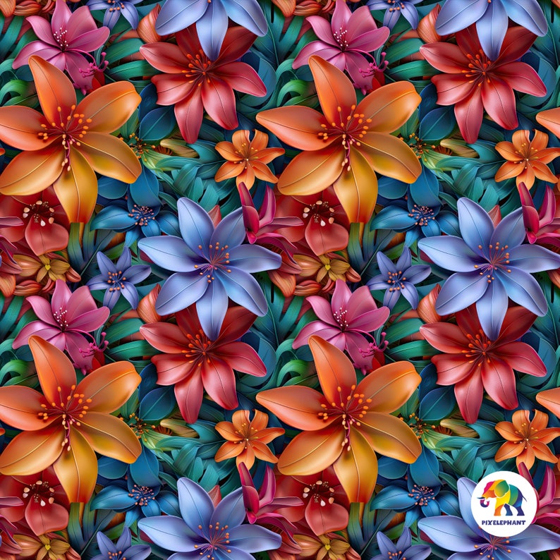 3D Flower Pattern Digital Design, Hyper-realistic Texture With Vivid ...