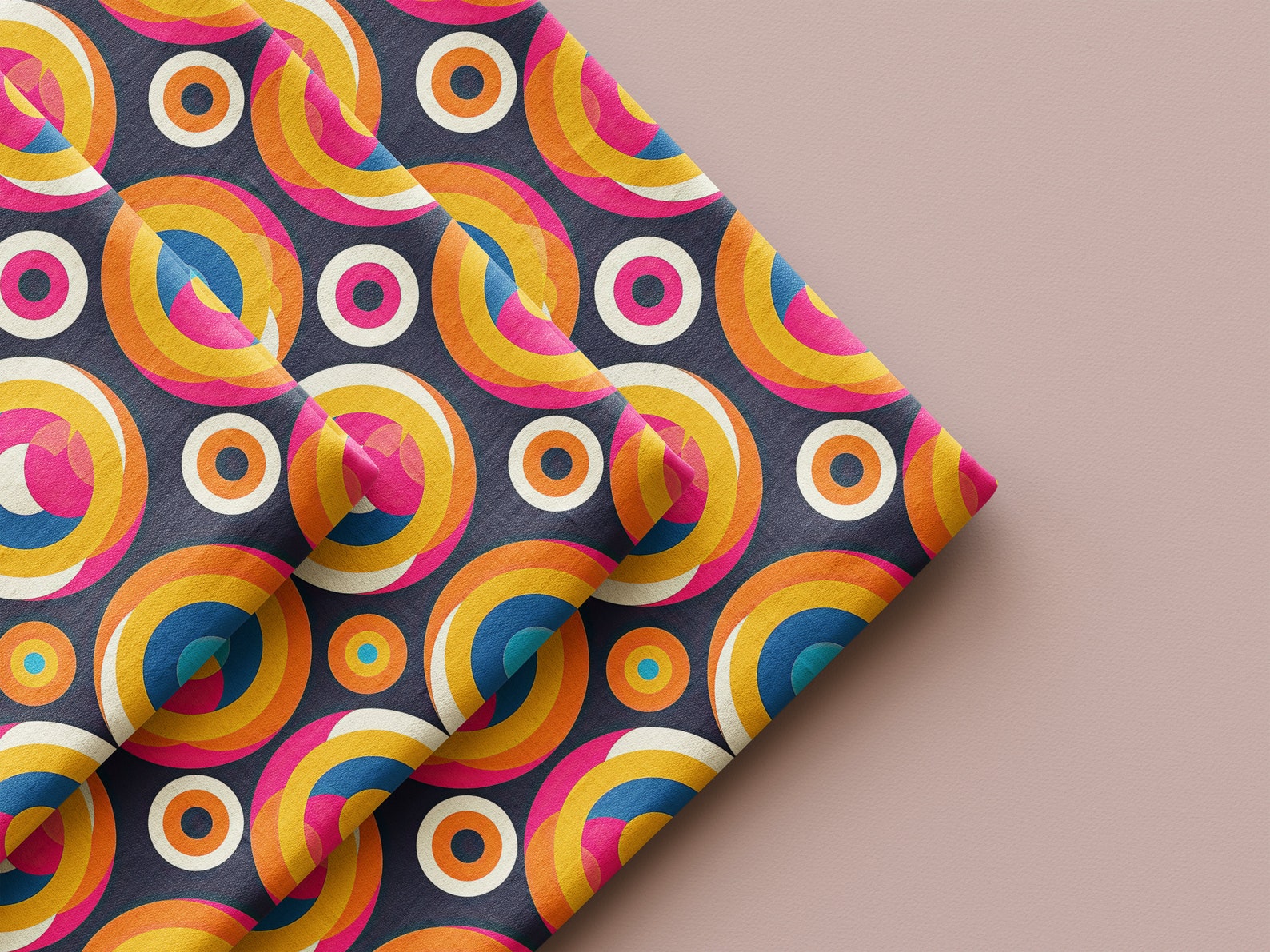 Bold and Playful Retro Pattern Print, Vibrant Colors and Dynamic 70s ...