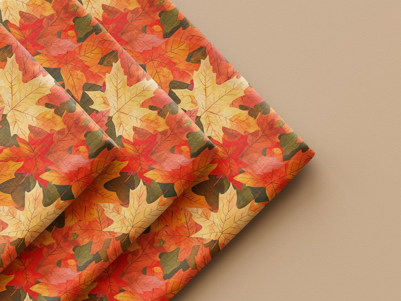 Beautiful Seamless Fall Leaves Digital Pattern, 12x12 Inch, High ...
