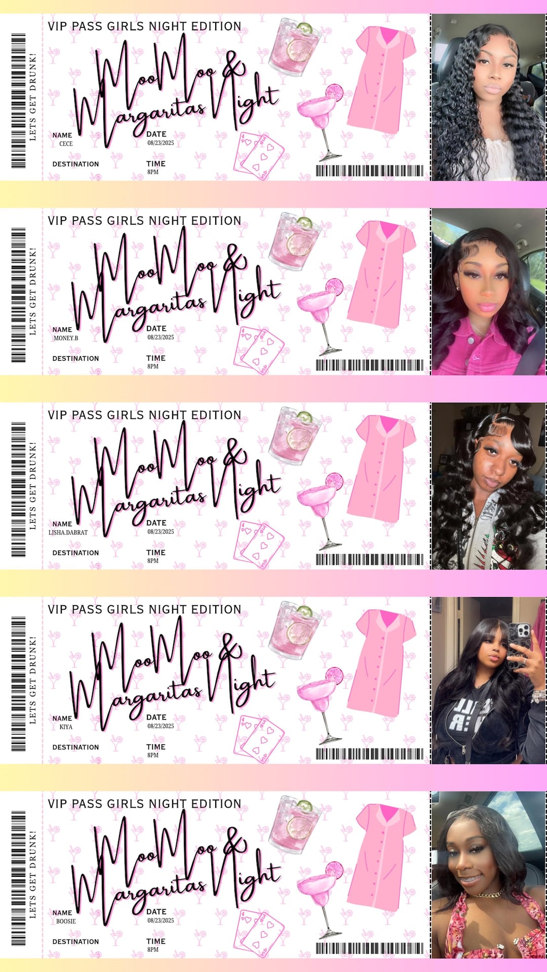 Editable Girls Night Pass Template: Printable Personalized Ticket ...