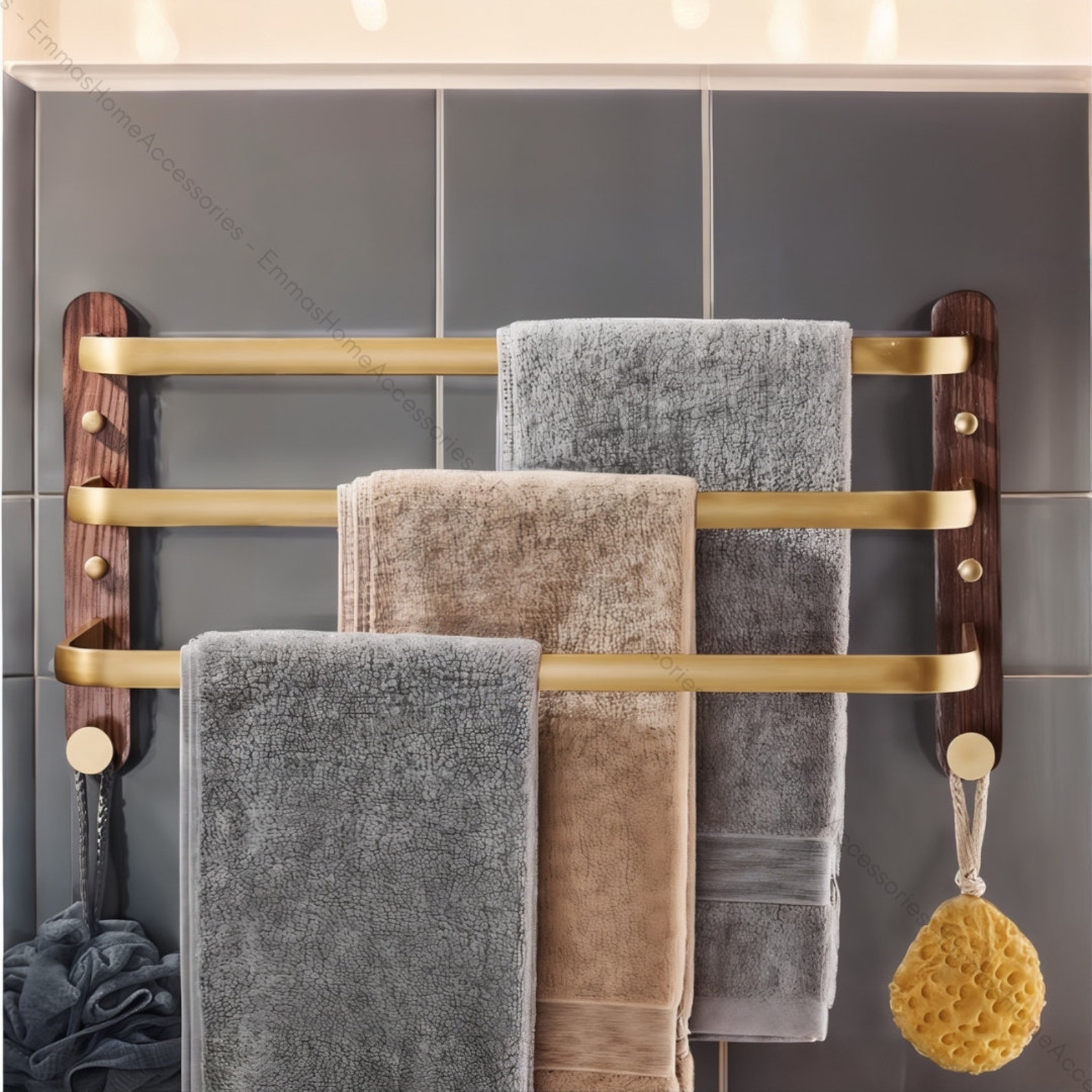 Gold Bathroom Towel Rack / Dual Tower Rack / Stylish Towel Rack / Gold ...