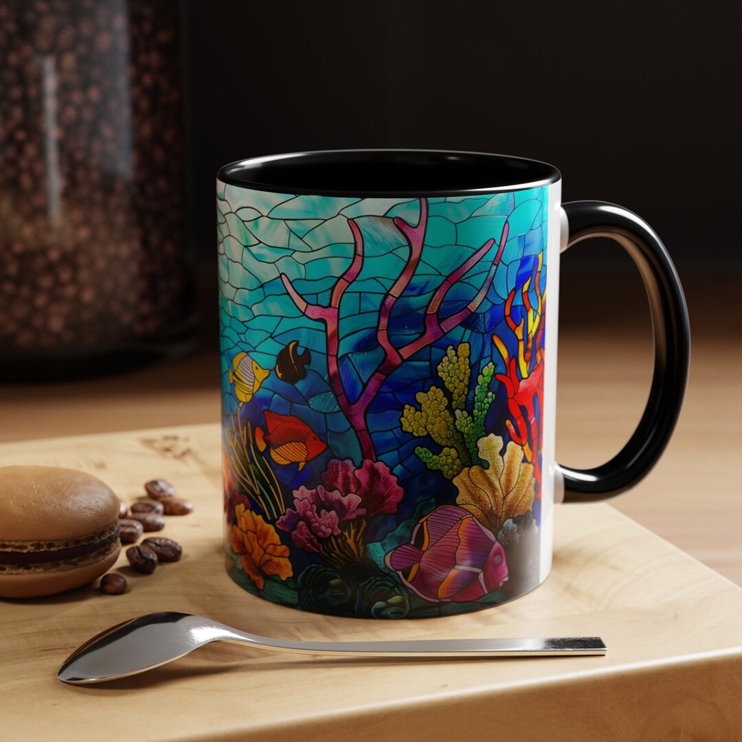 Stained Glass Sea Life Coffee Mug 11oz, 15oz, Ocean, Beach, Tea - Etsy