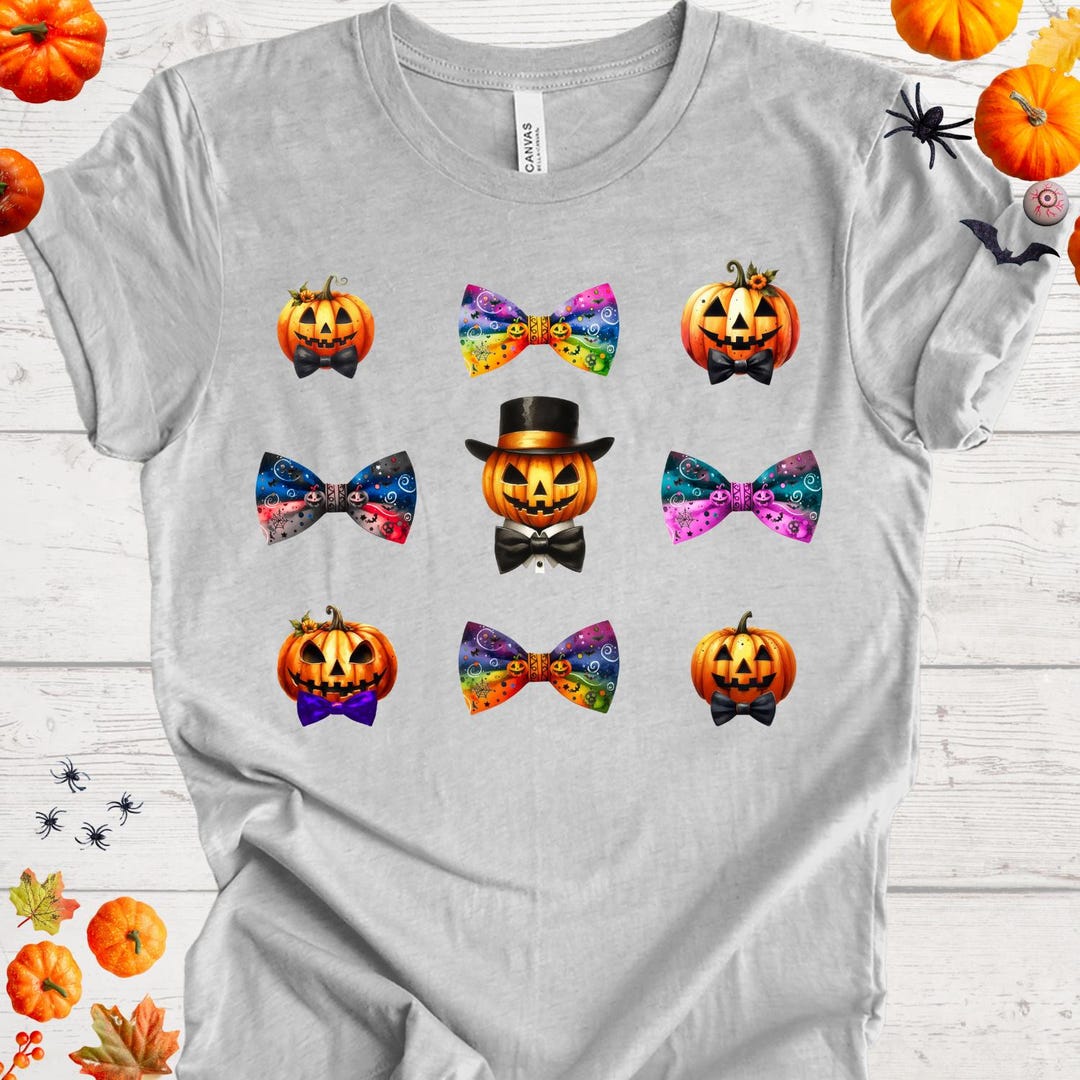 Spooky Halloween Family T-shirt: Pumpkin & Bow Tie Design - Etsy